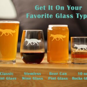 Fox Silhouette Stemless Wine Glass - Cabin Themed Fox Gifts or Rustic Fox Decor for Women and Men - Large 17 Oz Glasses