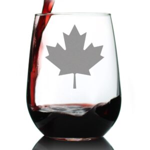 canada maple leaf stemless wine glass - canadian flag gifts and decor for women and men - large 17 oz glasses