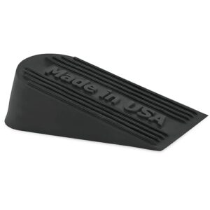 large big rubber door stopper made in usa - door stop wedge for carpet, tile, concrete floor, tall door stoppers for bottom of door - heavy duty for commercial & home - 6.5 x 2.75 x 1.9 inches - black