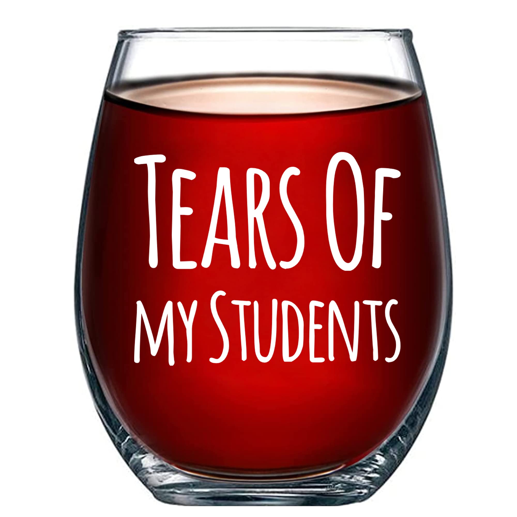 Panvola Tears of My Students Teacher Gifts Stemless Wine Glass Funny College Professor Graduation Gifts Teacher Appreciation Day From Student Drinkware (17 oz)