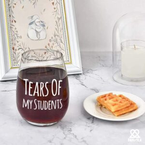 Panvola Tears of My Students Teacher Gifts Stemless Wine Glass Funny College Professor Graduation Gifts Teacher Appreciation Day From Student Drinkware (17 oz)