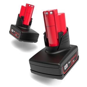 WORTHMAH 2 Packs 12Volts 6.0Ah Replacement for Milwaukee M12 Lithium-ion Battery, Compatible with All Milwaukee 12V M12 Battery Charger and Power Tools.