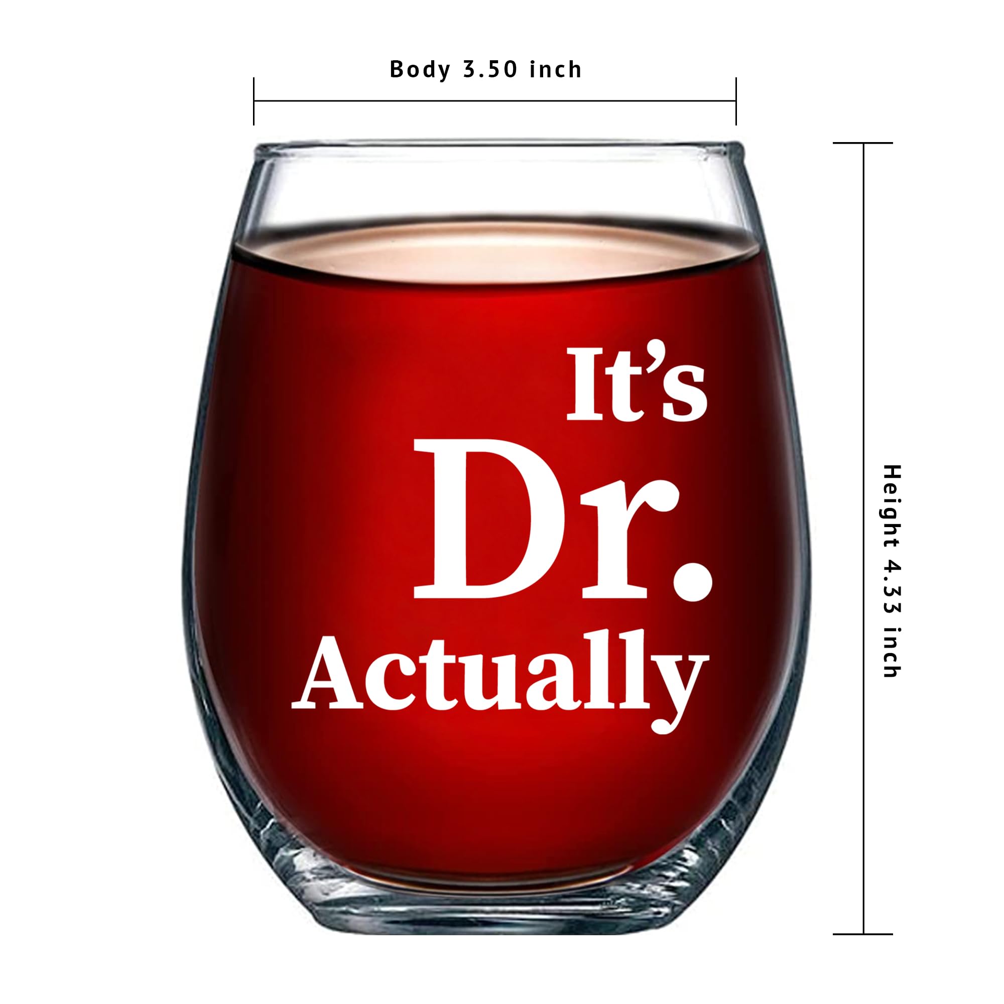 Panvola It's Dr Actually Doctor Gifts Stemless Wine Glass New PhD Med Student Son Daughter From Mom Dad Graduation Gifts Physician Doctorate Degree Appreciation Drinkware (17 oz)