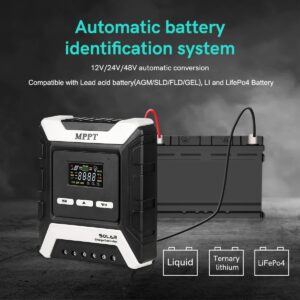 BreeRainz 40 Amp Solar Charge Controller MPPT 12V/24V/48V Auto Identify, Max.80V PV Input Solar Controller with LCD Display 2 USB, Solar Panel Controller for Lead Acid/Ternary Lithium/Lifepo4 Battery