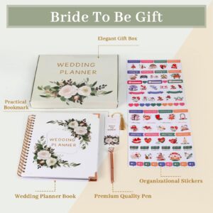 Wedding Planning Book and Organizer Set - Comprehensive Wedding Planner Book,Detailed Wedding Checklists - Perfect Engagement Gift for Bride and Groom - Includes Pen, Bookmark, Stickers & Gift Box