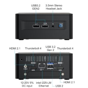 Intel NUC 13 Pro Arena Canyon NUC13ANHi7, 5.0 GHz Frequency, Core i7-1360P CPU, 12C 16T, Iris Xe Graphics, 32GB RAM, 1TB M.2 SSD, Windows 11 Pro, 8K 4-Screen Display, WiFi 6E, BT5.3