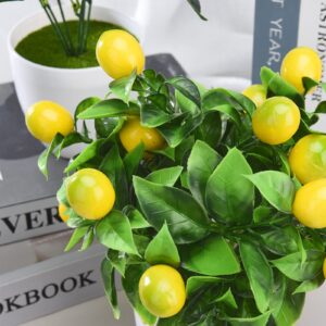 JUOPZKENN Artificial Plant Potted, Artificial Fruit Lemon Tree Plant Decor Faux Lemon Tree Topiary Fake Greenery for Home Office Table Decorations(#1)