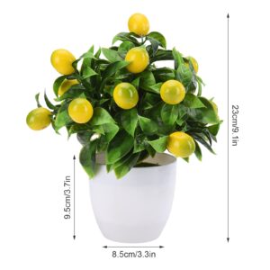 JUOPZKENN Artificial Plant Potted, Artificial Fruit Lemon Tree Plant Decor Faux Lemon Tree Topiary Fake Greenery for Home Office Table Decorations(#1)