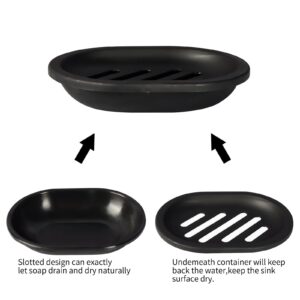 Topsky Soap Dish for Shower, 4pcs Soap Dishes Soap Savers for Bar Soap, Soap Bar Holder Shower with Drip Tray, Plastic Soap Holders with Drain for Kitchen Sink, Keeps The Soap Dry, Black 4pcs