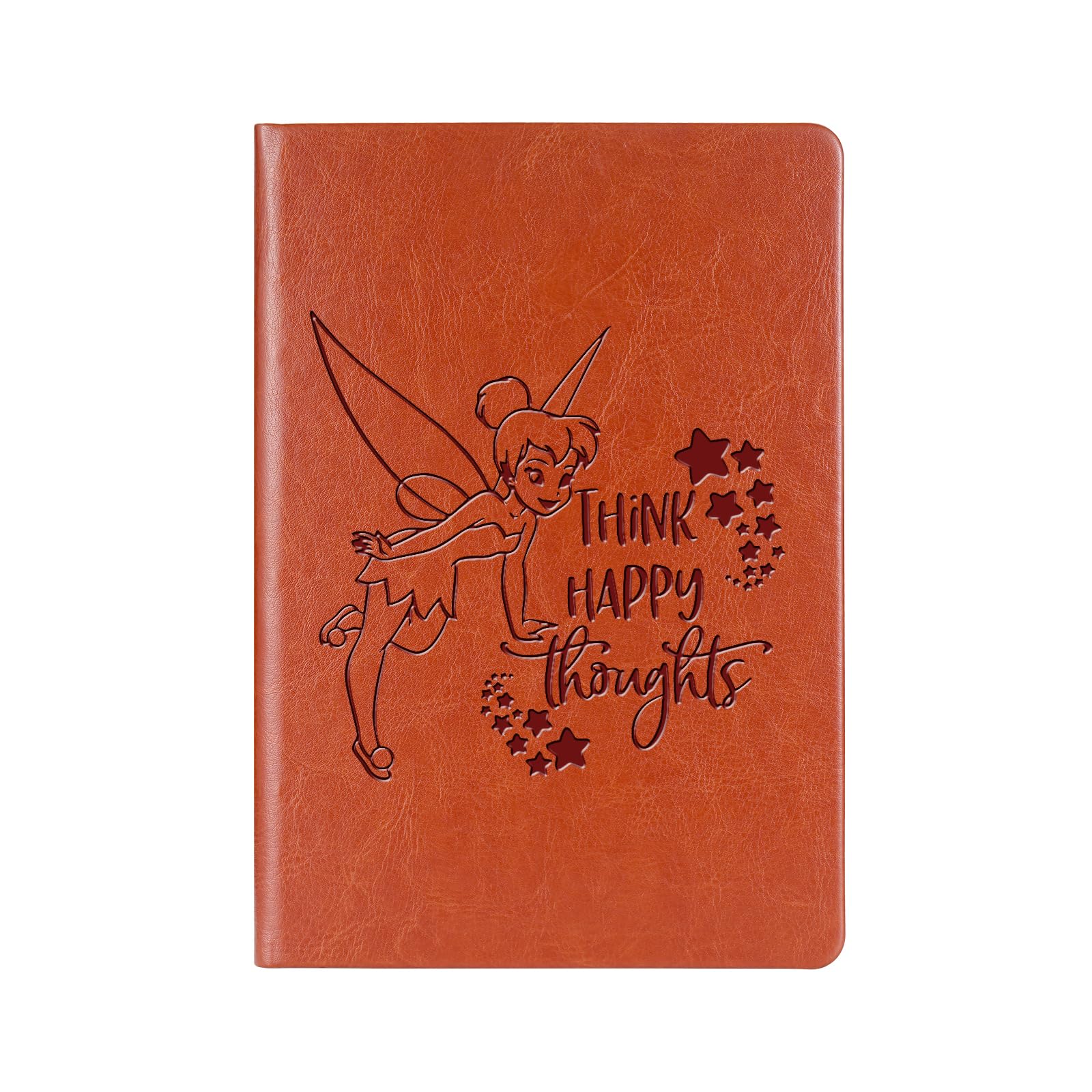 WHLBHG Tinker Bell Leather journal notebook Tinker Bell Lover Gift Think Happy Thoughts Pixie Fairy Tale Fans Inspired Gift for Friends Sisters (Think Happy Thoughts)