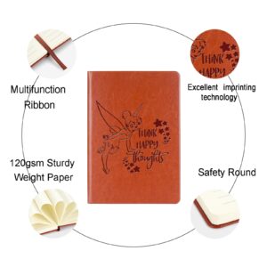 WHLBHG Tinker Bell Leather journal notebook Tinker Bell Lover Gift Think Happy Thoughts Pixie Fairy Tale Fans Inspired Gift for Friends Sisters (Think Happy Thoughts)