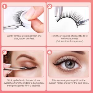 OMELASH Reusable Self Adhesive Eyelashes, Four Styles Waterproof False Eyelashes, No Glue False Eyelashes, Self Adhesive Eyelashes Reusable Self Sticking, False Eyelashes Natural Look(4 Pairs)