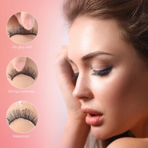 OMELASH Reusable Self Adhesive Eyelashes, Four Styles Waterproof False Eyelashes, No Glue False Eyelashes, Self Adhesive Eyelashes Reusable Self Sticking, False Eyelashes Natural Look(4 Pairs)