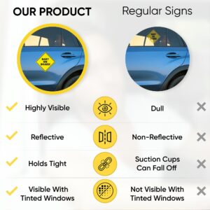 ASSURED SIGNS Baby On Board MAGNET for Car - 2 Pack, 5" by 5" - Essential Magnetic Sticker Sign for Bumper - Bright Yellow and Reflective - Best Safety Sign Accessories for Cars