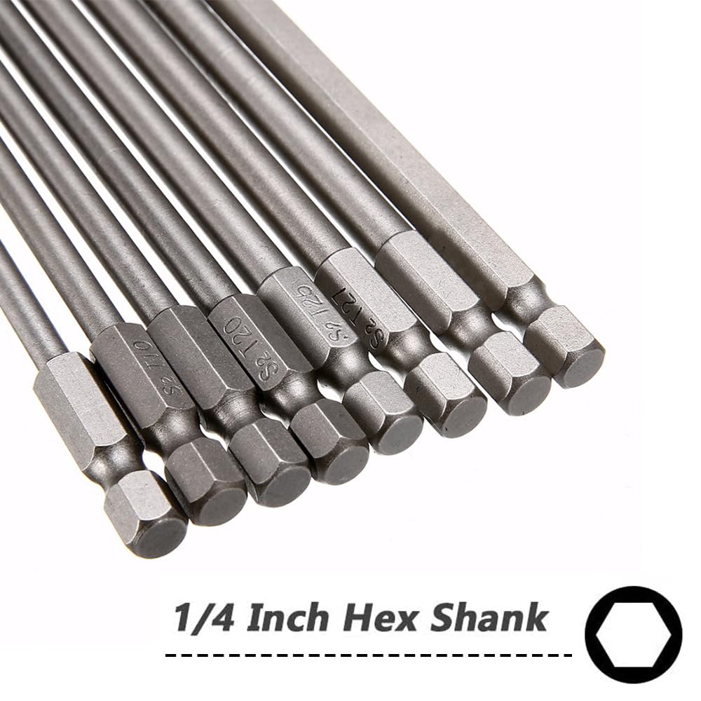 Saipe 8pcs 200mm/7.9" Long Torx Head Screwdriver Bit Set Magnetic Tamper Proof Security Torx Bit Set 1/4" Hex Shank Star Screw Driver Drill Bits T8-T40