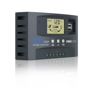 POWERWIN 50A MPPT Solar Charge Controller 12V 24V Solar Panel Battery Intelligent Regulator Dual USB with LCD Display Suitable for LiFePO4 Battery