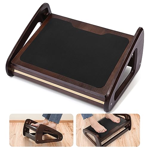 TYYIHUA Adjustable Under Desk Footrest, Ergonomic Foot Rest for Under Desk with 3 Height Position, Wooden Foot Stool Under Desk with Anti-Slip Surface, Foot Stool for Home Office