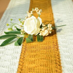 ZJZC Art Garden Style Cotton Hemp Material Table Runner (Mustard Yellow Braided, 12*70inch)