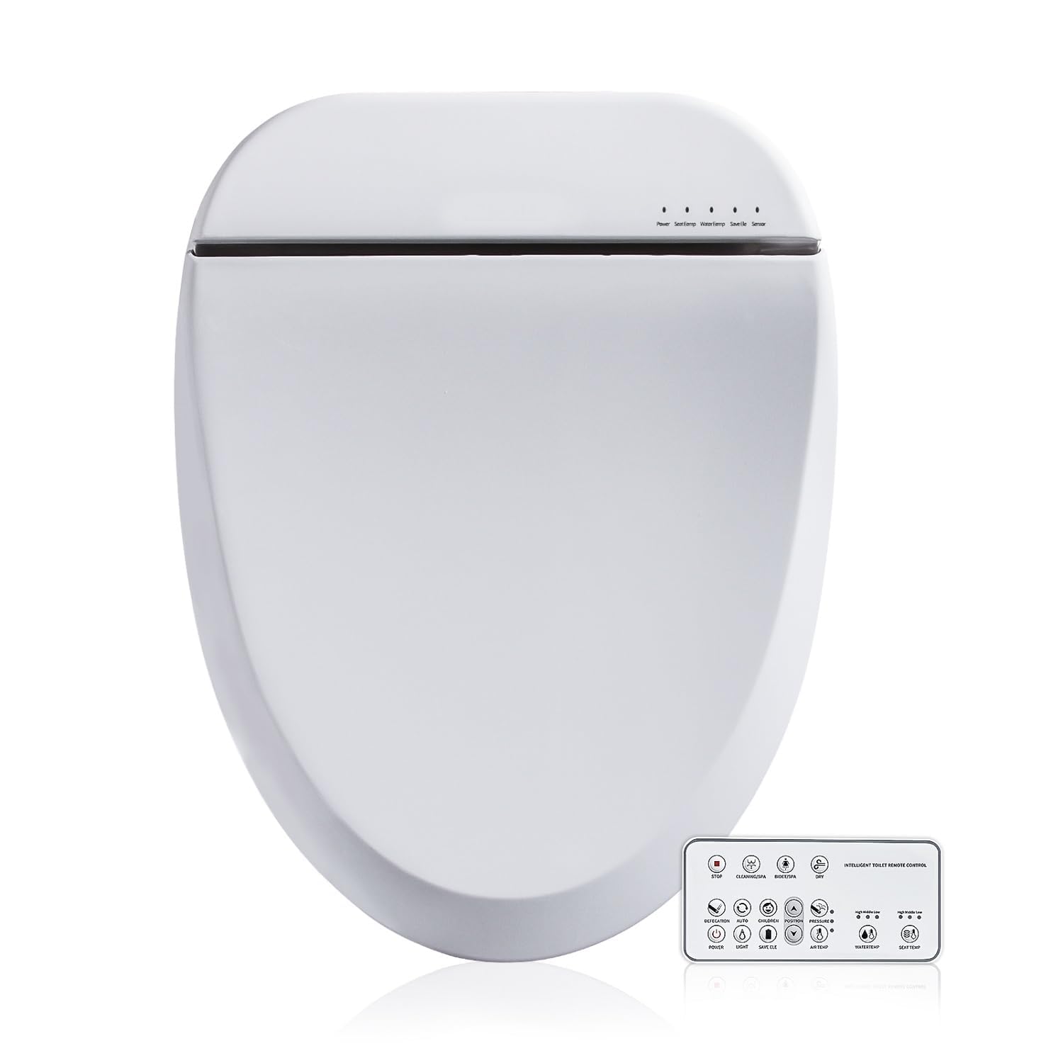 ZMJH Bidet Toilet Seat, Electric Smart Heated Seat with Slow Closes, Vortex Wash, Warm Dryer, Rear and Front Wash, Warm Water, Remote Control, and Night Light, White, A102S-W (Elongated)