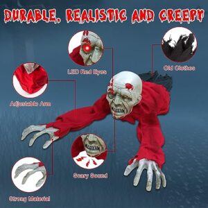 Halloween Outdoor Decorations Climbing Zombie Groundbreaker with Light Up Eyes and Creepy Sound, Sound Activated Movable Halloween Zombie Skeleton Decorations for Outdoor Lawn Yard Patio Decor