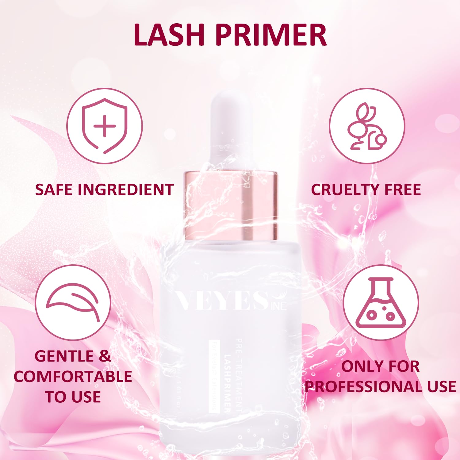 VEYES INC Lash Primer for Eyelash Extensions 30ml Professional Use Only Easy to Removes Proteins and Oils Increase Adhesive Bonding Power