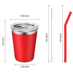 Rommeka Straw Cups For Kids, 12oz Stainless Steel Toddler Cups with Straws and Lids, Unbreakable Spill Proof Cups for Kids, Fits Most Cup Holders and Dishwasher Safe, 6 Pack