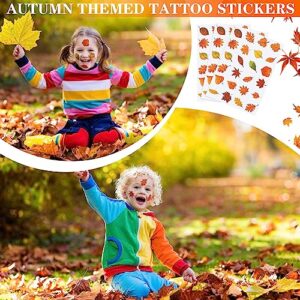 Nosiny 240 Pcs Fall Glitter Temporary Tattoos Maple Leaves Stickers Autumn Tattoo Sticker Fall Leaves Glitter Tattoos for Fall Thanksgiving Them Party Body Face Women Men Kids