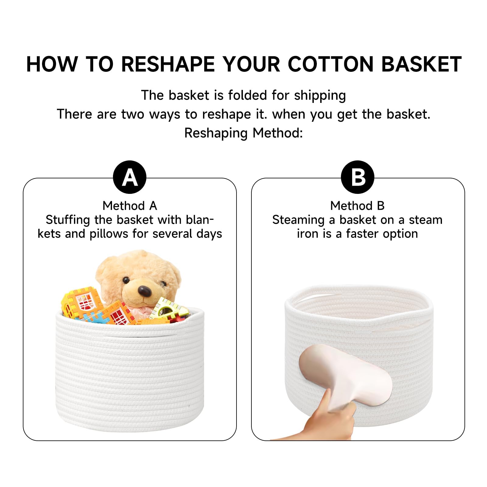 MiniArk Small Storage Basket for Organizing | Cube Shelf Closet Storage Baskets | 9.7×9.7×7.1” Cute Baby Basket for Nursery | Woven Rope Basket Bins | Gift Basket Easter | Round 3 Packs Off White