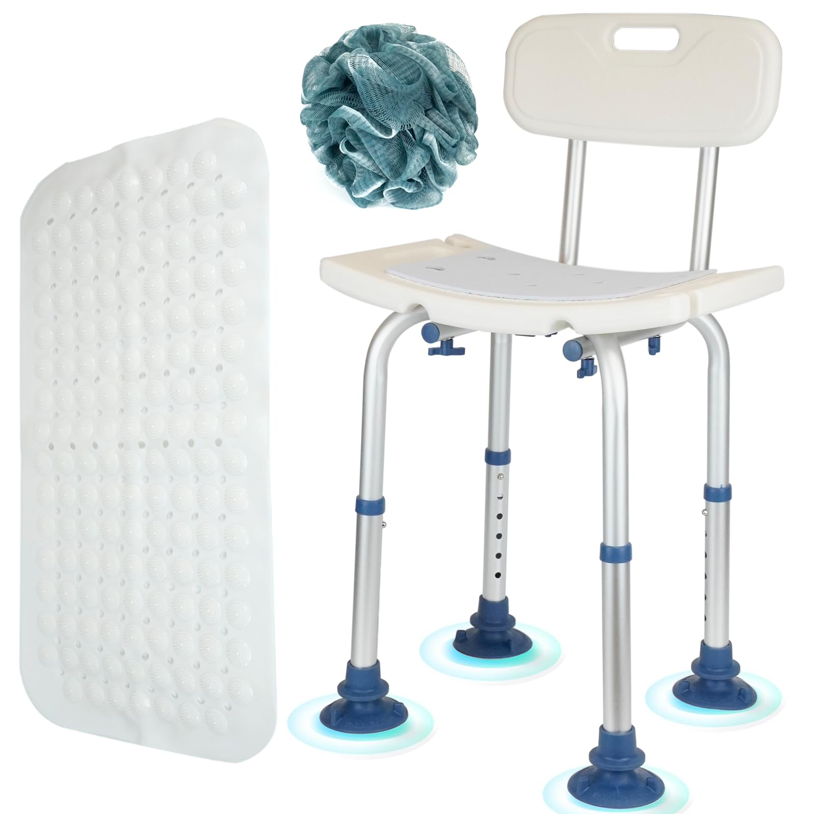 Bumjazz Shower Chair - Shower Stool - Heavy Duty Shower Chair for Inside Shower - Tool-Free Assembly - Shower Bench & Seat