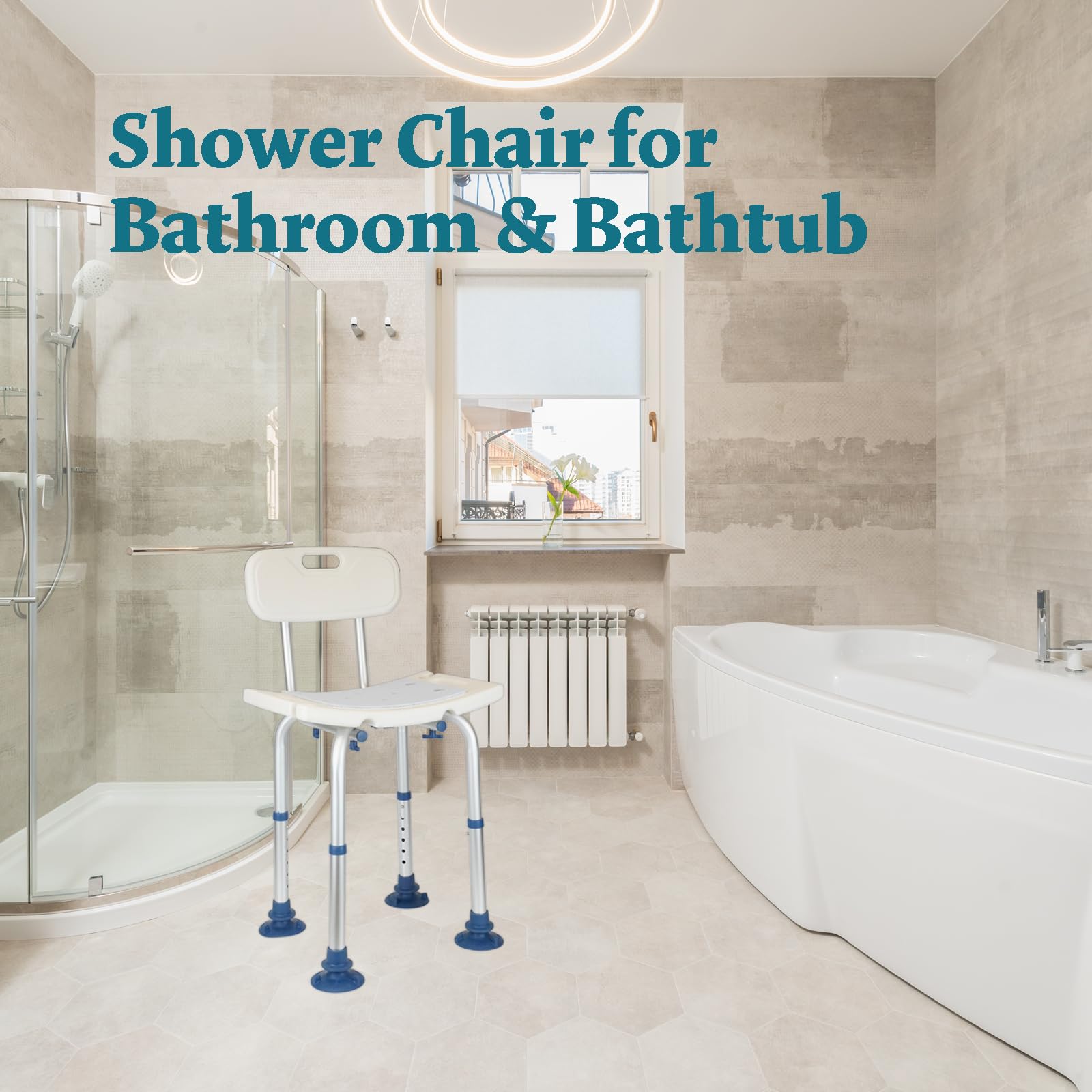 Bumjazz Shower Chair - Shower Stool - Heavy Duty Shower Chair for Inside Shower - Tool-Free Assembly - Shower Bench & Seat