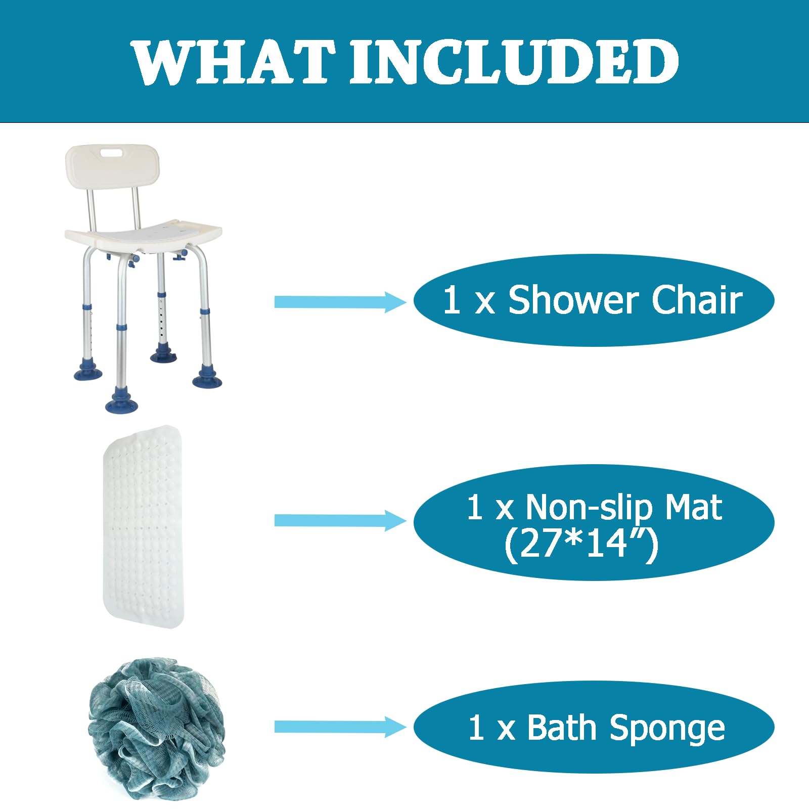 Bumjazz Shower Chair - Shower Stool - Heavy Duty Shower Chair for Inside Shower - Tool-Free Assembly - Shower Bench & Seat