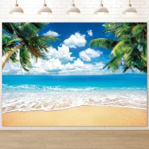 humkat hawaiian beach ocean backdrop, 7x5ft cloth fabric summer tropical party background for indoor and outdoor decoration, palm tree sea backdrop banner for photoshoot, reusable and washable