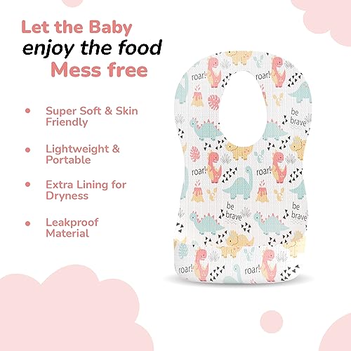 POUATU Premium Baby Disposable Bibs - Mess-Free Feeding and Easy Cleanup - 5 Packs of 20 (100 Count)