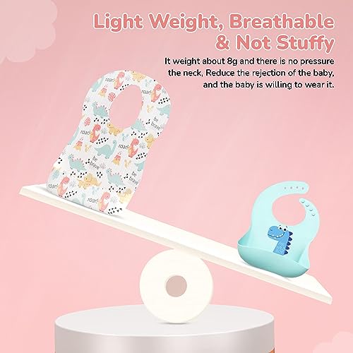 POUATU Premium Baby Disposable Bibs - Mess-Free Feeding and Easy Cleanup - 5 Packs of 20 (100 Count)