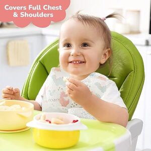 POUATU Premium Baby Disposable Bibs - Mess-Free Feeding and Easy Cleanup - 5 Packs of 20 (100 Count)