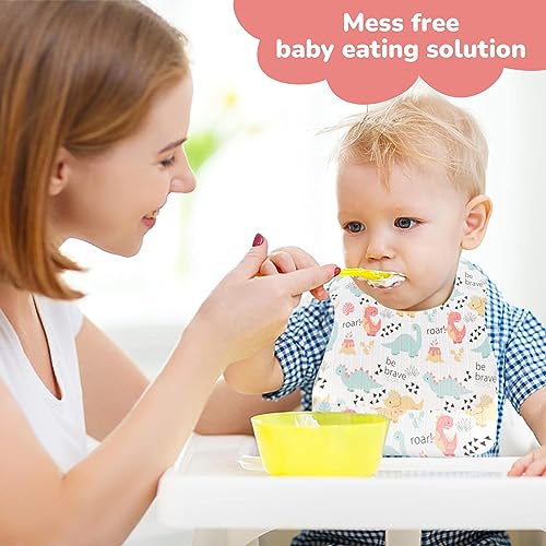 POUATU Premium Baby Disposable Bibs - Mess-Free Feeding and Easy Cleanup - 5 Packs of 20 (100 Count)