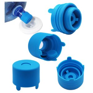 upgraded 5 gallon water jug cap, 4 pieces reusable silicone 5 gallon water bottle caps, godsent reusable replacement caps for water jug containers, leak proof bottle caps fit 55mm water bottle jugs.