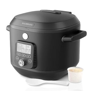 magnifique grain cooker, everyday compact 20-cup rice cooker, slow cooker, sous vide, 14 x 14 x 12-black