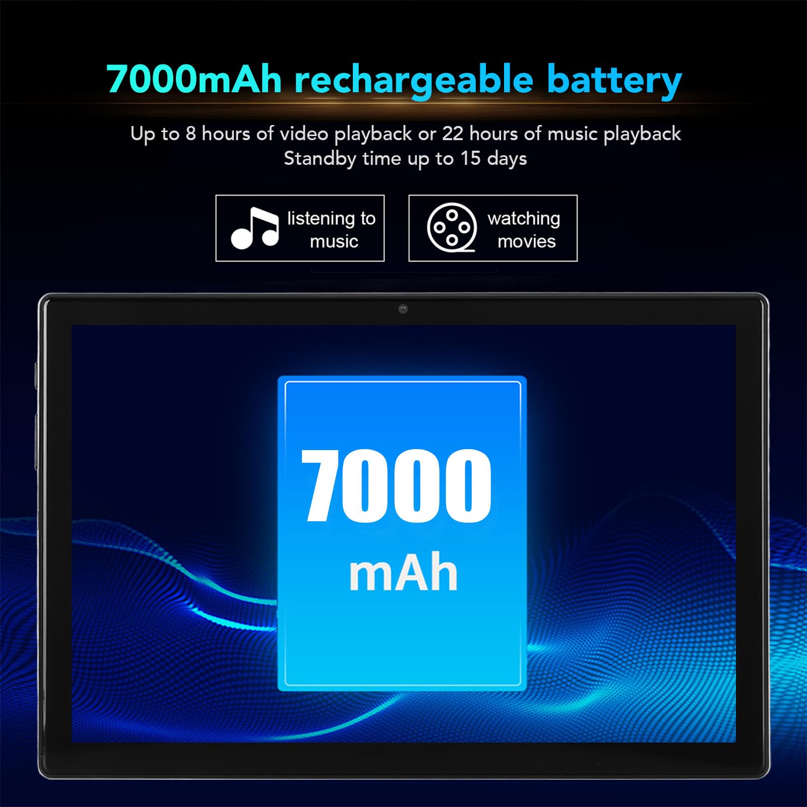 10.1 Inch Tablet for Android 12, 8GB RAM 256GB ROM, Octa Core CPU 8MP 16MP, 1960x1080 FHD Large Screen, Dual Speakers, Two in One Working Mode (US Plug)