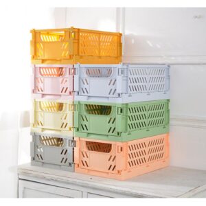 NIOIPXA Multi-purpose Collapsible Plastic Storage Basket, Household Basket for Daily Storage and Organization (White)