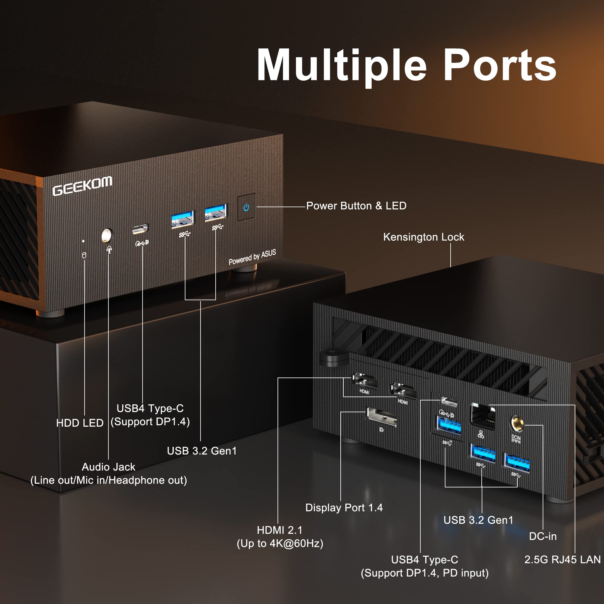 GEEKOM Mini PC AS6, AMD Ryzen 9 6900HX, AMD Radeon 680M Graphics, 32GB DDR5+1TB PCIe Gen 4 SSD Mini Computers Windows 11 Pro Desktop Computer Support Wi-Fi 6E/Bluetooth 5.2/USB 4.0/2.5Gbps LAN/8K