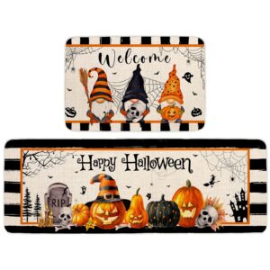 svepndic halloween decorative kitchen mats set of 2,happy halloween kitchen rugs and mats,halloween non-slip gnome doormat for outdoor indoor kitchen decor