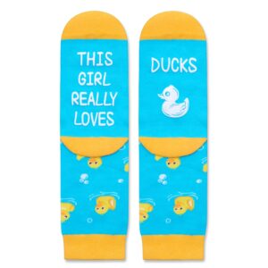 Zmart Cute Duck Socks Teen Girls Cute Rubber Duck Socks Kids, Funny Rubber Duck Gifts Duck Lover Gifts 7-10 Years