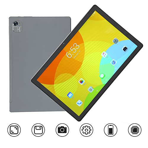 BROLEO 10.1 Inch Tablet, 2 in 1 Support 4G LTE 1920x1200 IPS 12MP Front 24MP Rear 8 Core CPU Tablet PC 12GB RAM 256GB ROM with Keyboard for Watching (Grey)