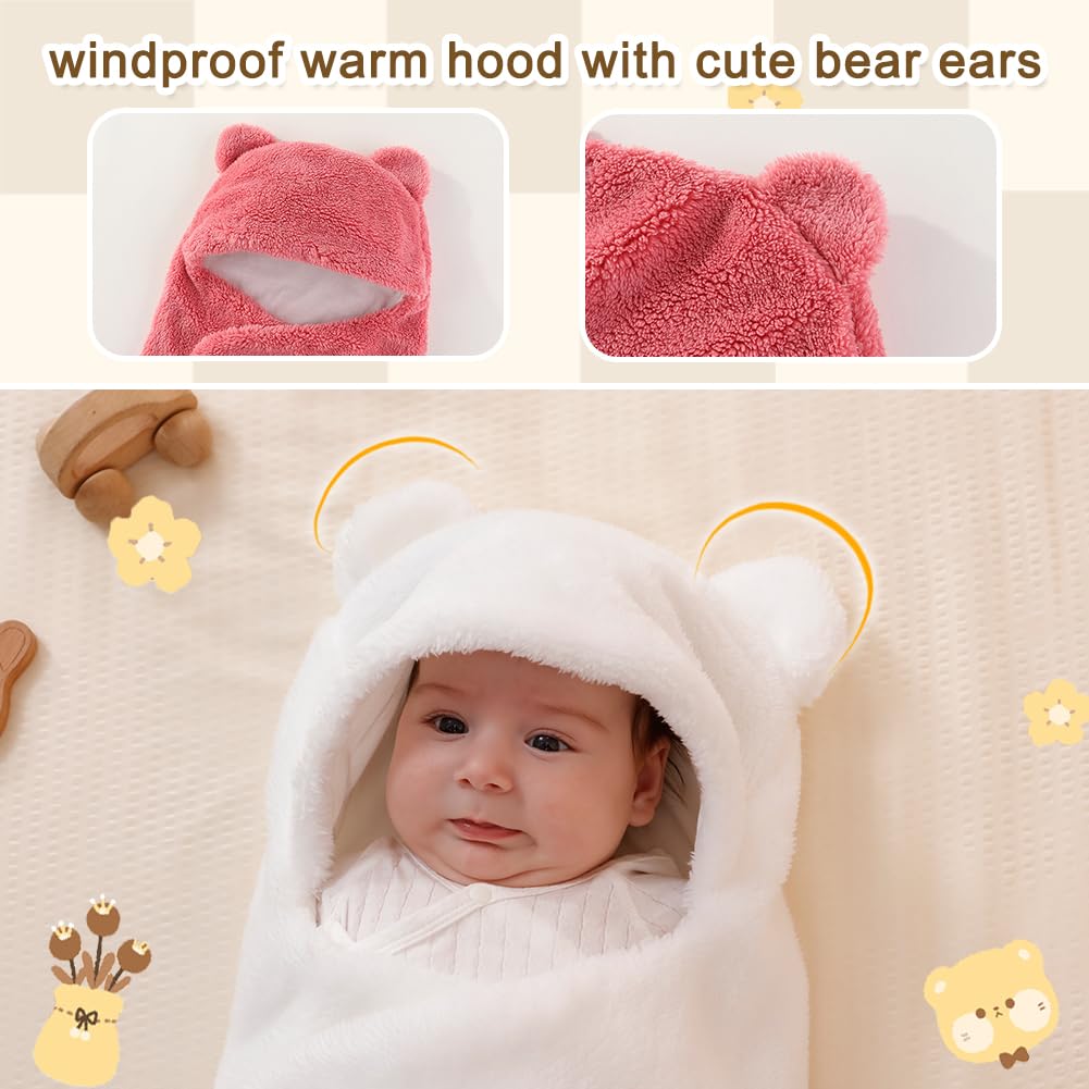 AiWMGL Baby Winter Fleece Swaddle Blanket 0-3 Months Boys Girls Warm Adjustable Newborn Swaddling Wrap Soft Plush Sleeping Sacks