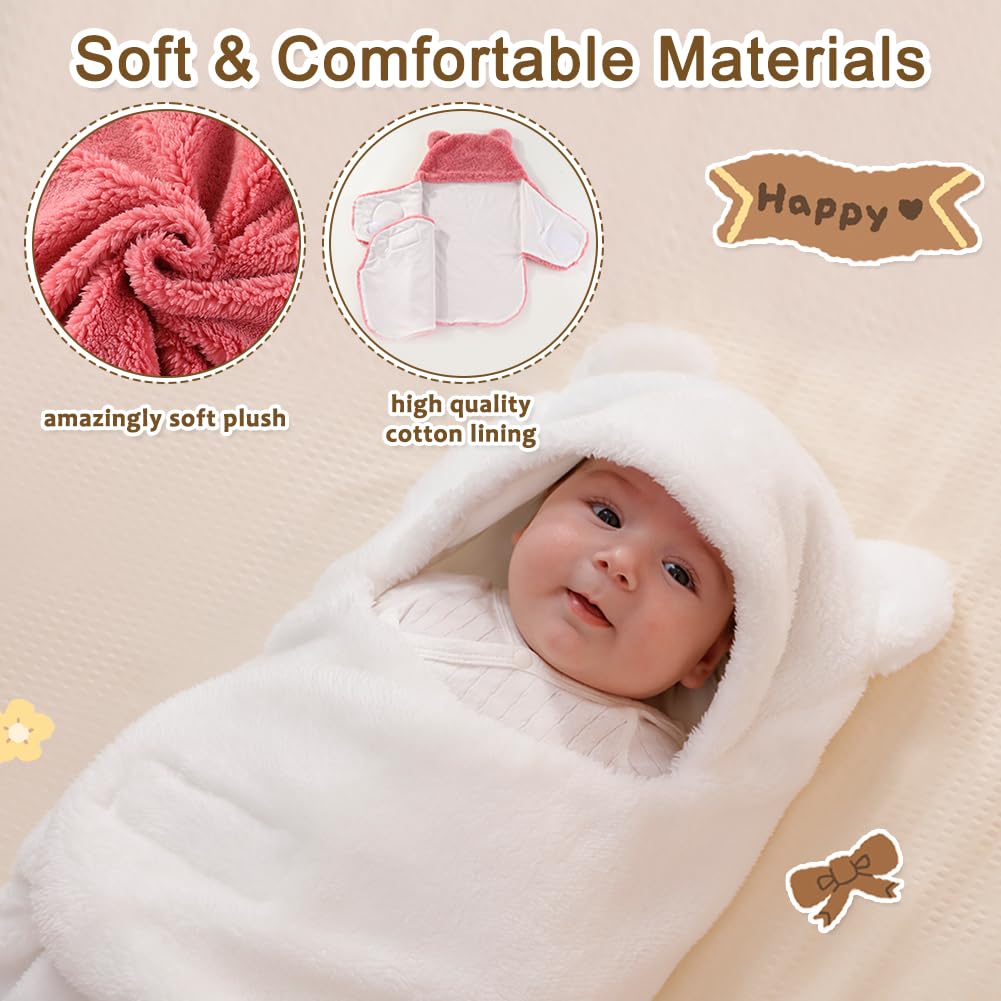 AiWMGL Baby Winter Fleece Swaddle Blanket 0-3 Months Boys Girls Warm Adjustable Newborn Swaddling Wrap Soft Plush Sleeping Sacks