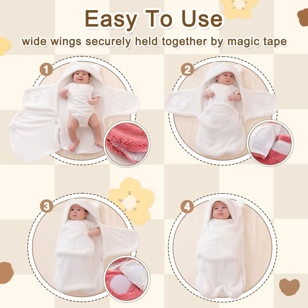 AiWMGL Baby Winter Fleece Swaddle Blanket 0-3 Months Boys Girls Warm Adjustable Newborn Swaddling Wrap Soft Plush Sleeping Sacks