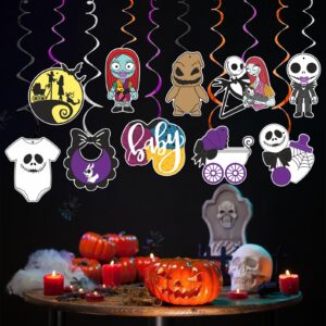 HigzYovn Nightmare Before Christmas Baby Shower Hanging Decorations, 10 Pieces, 8 x 9 inches, Round, Unisex, Hand Wash Only