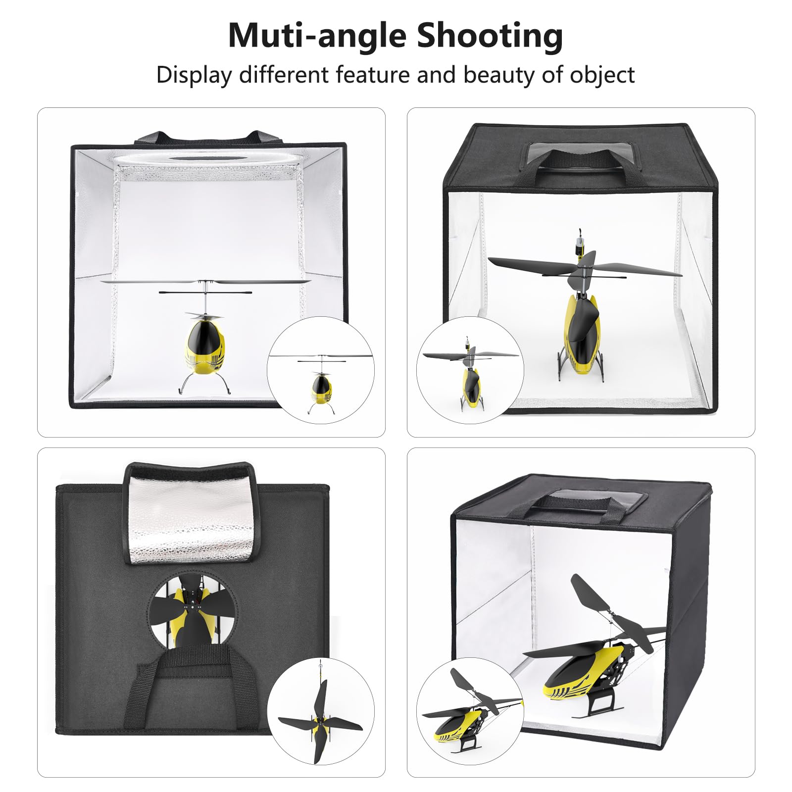 Uyled Light Box Photography 16"x16" Professional Dimmable Shooting Tent Kit with CRI >95 3000-6000K Photo Box with 120 LEDs Lights + 6 Photo Backdrops for Jewelry and Small Items Product Photography