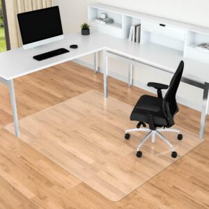 naturei large chair mat for hard floors, 46” x 60” clear floor protector mat, easy rolling desk chair mats for hardwood, easy to clean (rectangle)